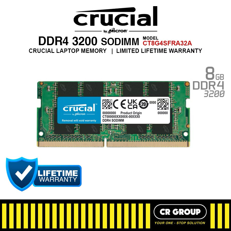 Crucial 32GB DDR4 3200MHz CL22 1.2V Non-ECC SODIMM Notebook Memory CT16G4SFRA32A | Shopee ...