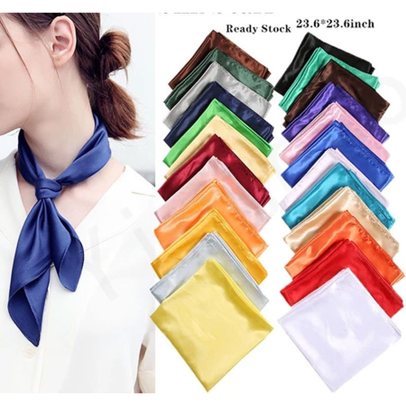 60x60cm Small Square Satin Silk Scarf Neck Head Scarf Scarves for Women ...