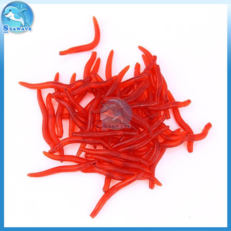 Seawave 10/50/100pcs Realistic Fishy Smell Red Worms Bait Soft ...