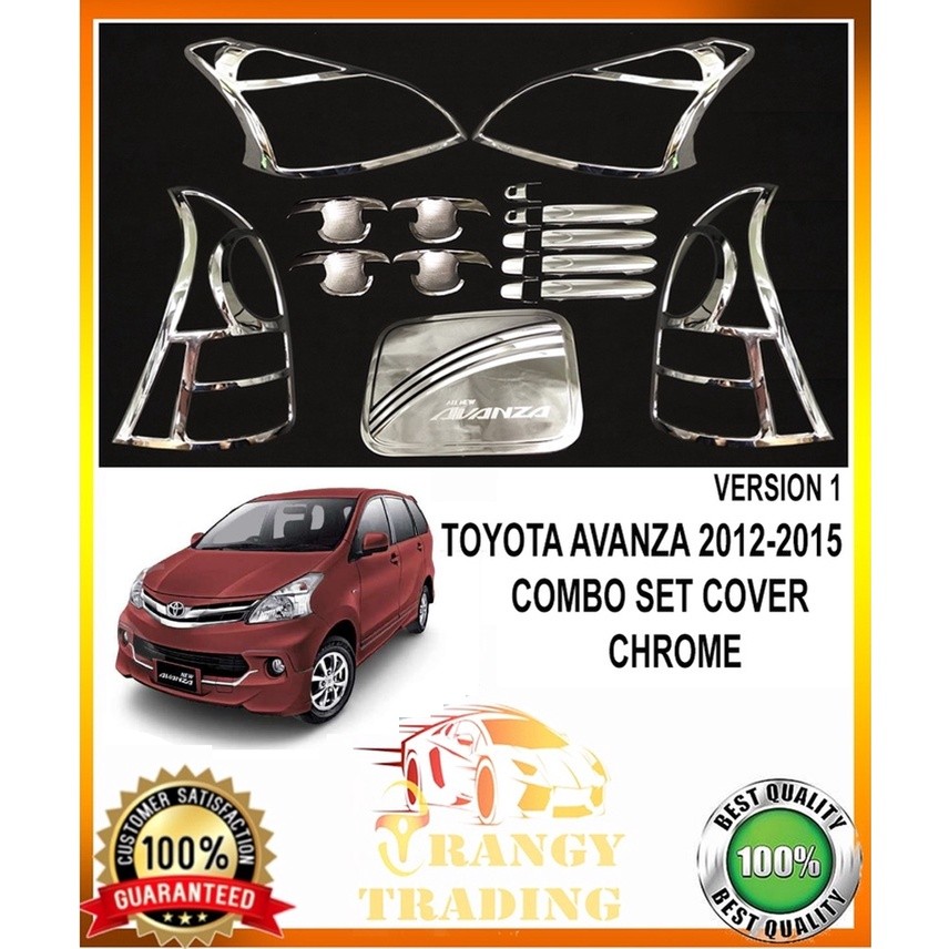 Toyota Avanza 2012 to 2015 V1 Garnish Combo set cover chrome Thailand Quality ( Car Accessories ...