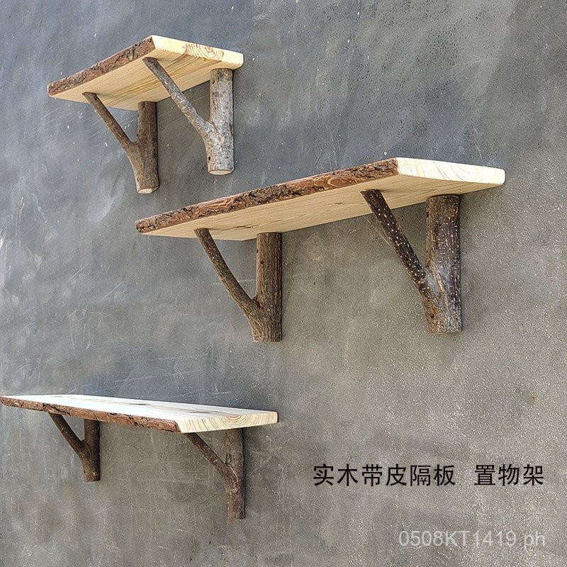 Solid Wood Back Living Room Wall Shelf Irregular Real Wood Source Layer ...