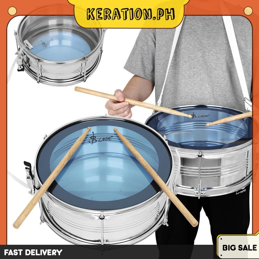 14 Inch Snare Drum Percussion Instrument with Drumsticks Shoulder Strap ...