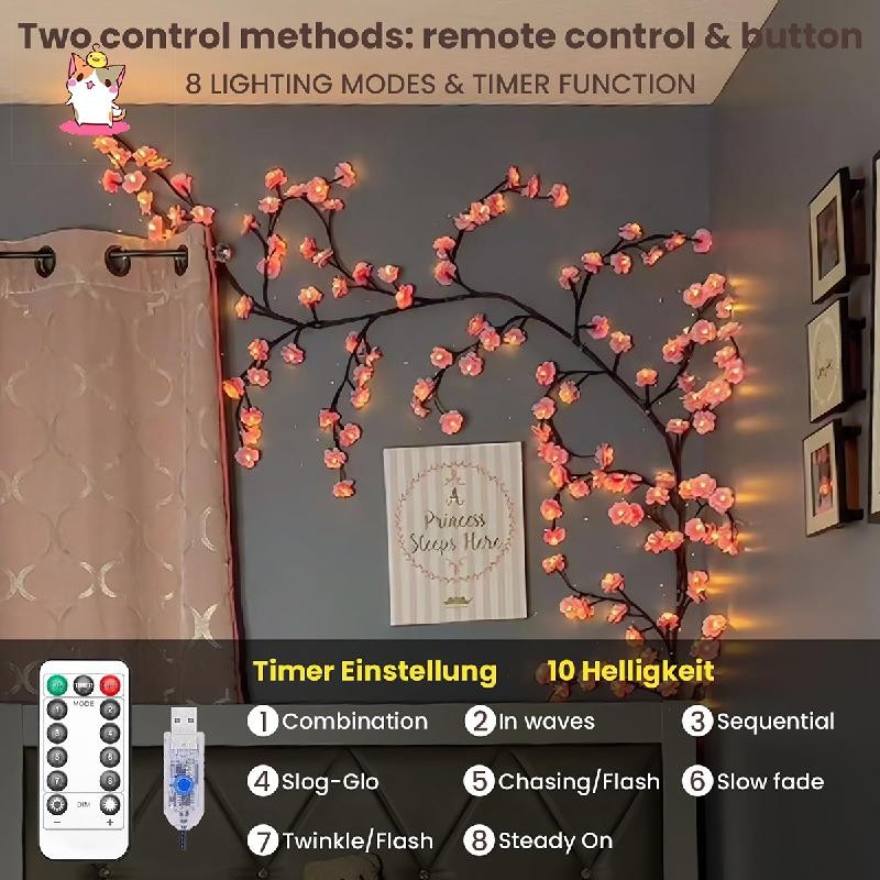 Led Tree Branch Cherry Blossom Lights,Cherry Blossom Tree Light with Remote Control,DIY Willow ...