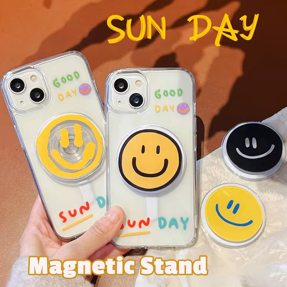 Korean Smiling Doodle Smiley Face Magnetic Phone Griptok Grip Tok Stand ...
