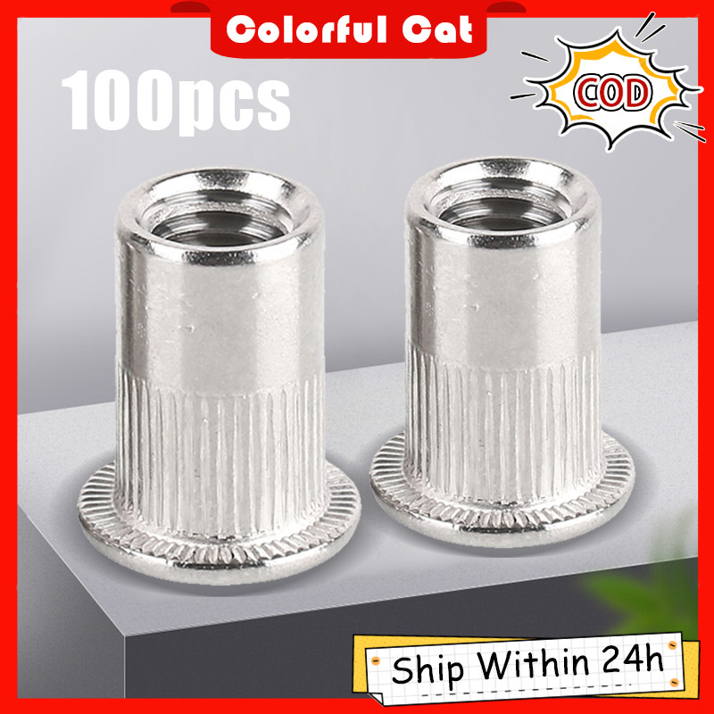 100Pcs M5/M6 304 Stainless Steel Rivet Nuts Aluminum Rivet Nut Flat ...
