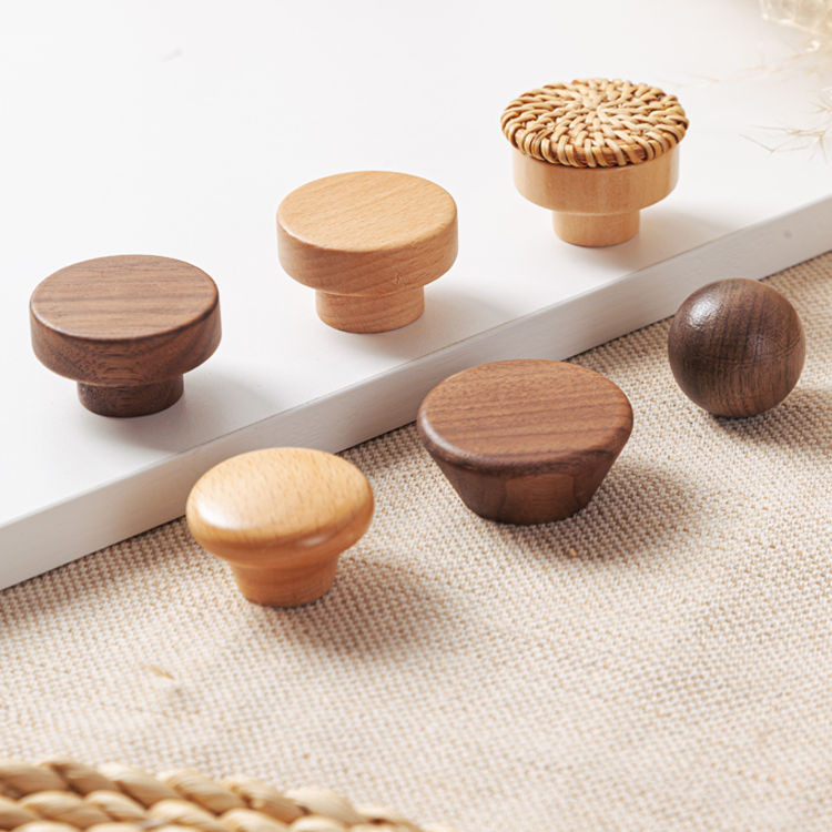 Solid Wood Wardrobe Door Handle Round Single Hole Drawer Handle Nordic ...