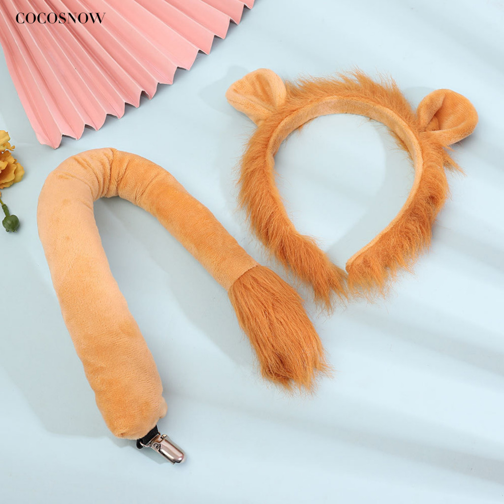 COCO Lion Ear Headband and Tail Set Fancy Dress Costume Kit Soft Plush ...