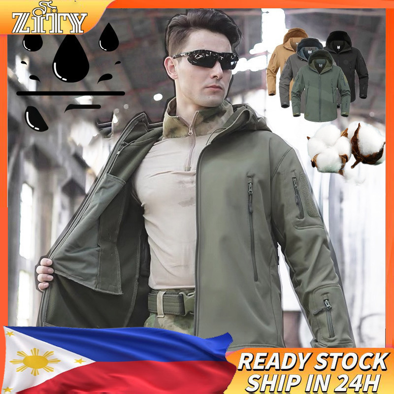 ZITY Waterproof Bomber Jacket Hoodie Jacket with Zipper Shark Skin ...