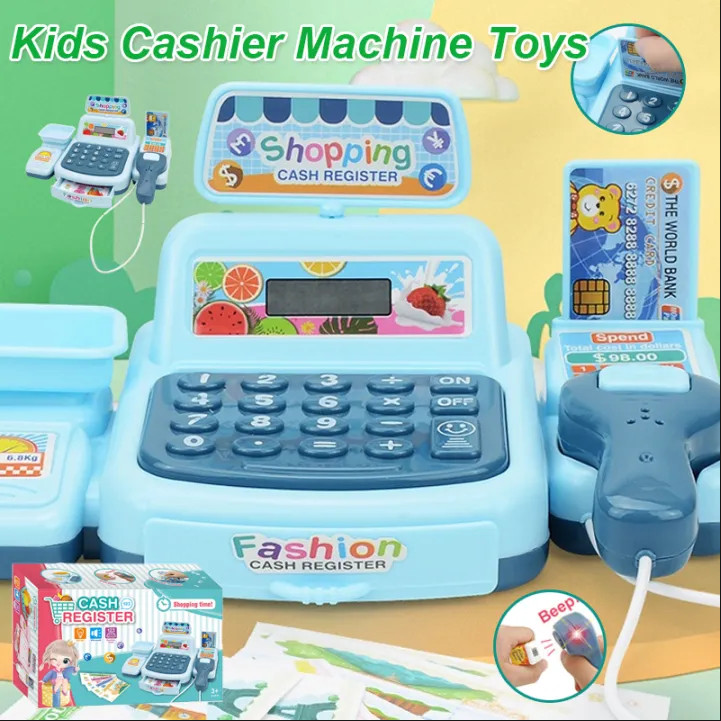 Cashier Machine Toys Pretend Play Set Supermarket Cash Register Casher ...
