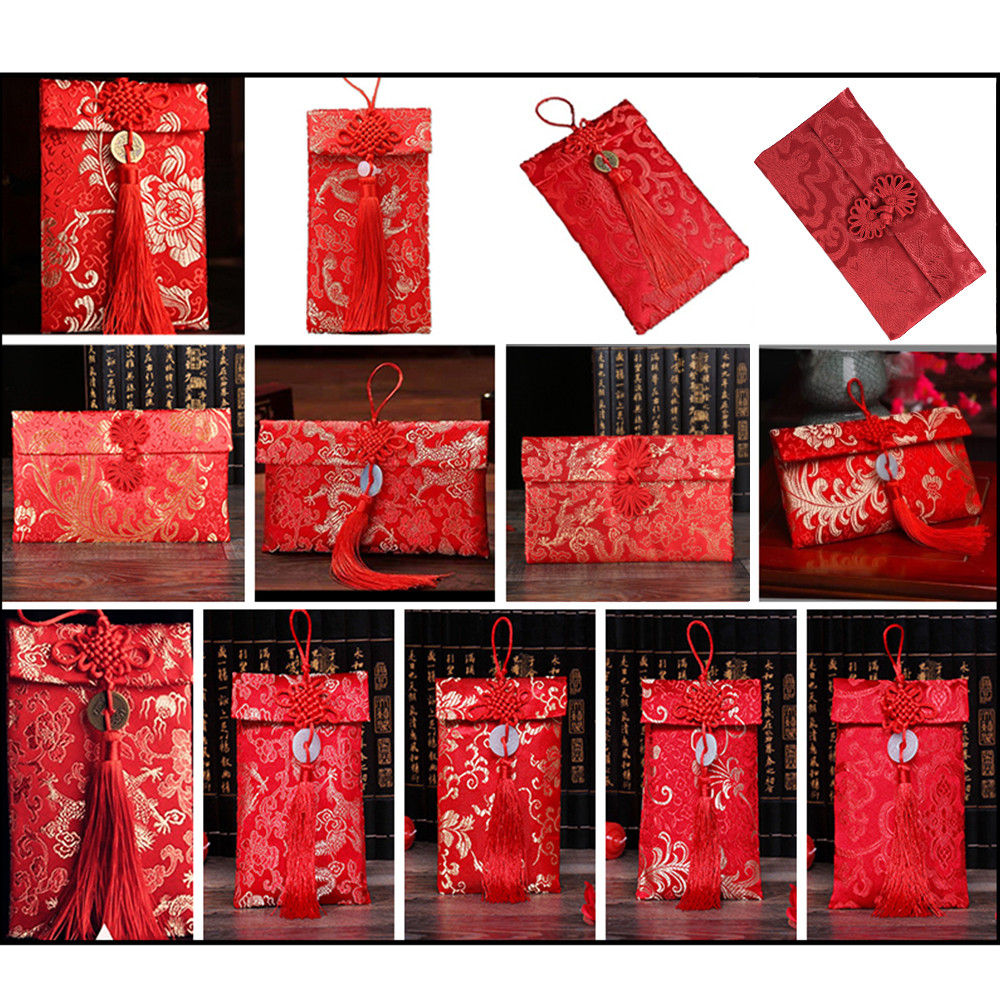 Silk Red Envelopes Chinese 2025 New Year Hongbao Lucky Pockets with ...