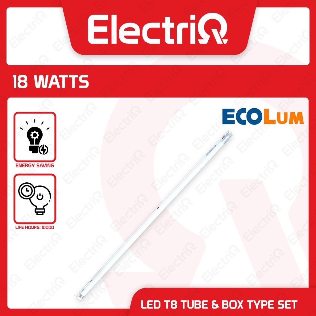 Electriq l Ecolum 18 Watts LED T8 Tube & Box Type Set Daylight Single ...