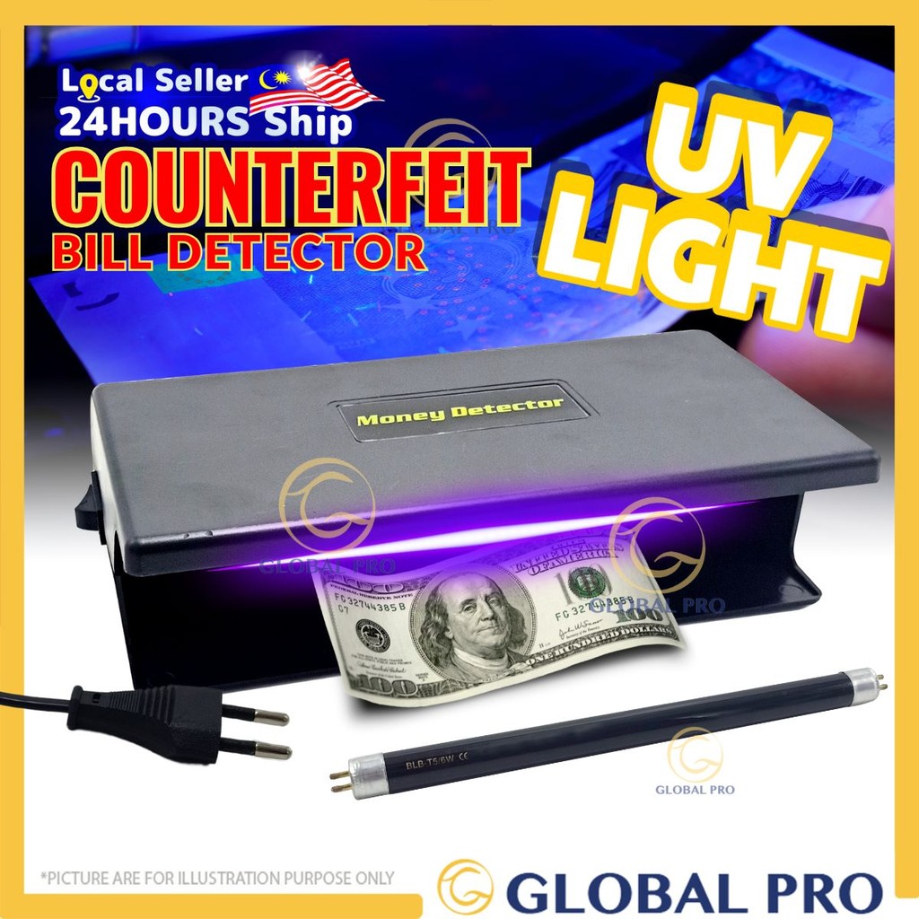 BIG Counterfeit Bill Detector UV Light Kesan Duit Palsu EU Plug ...