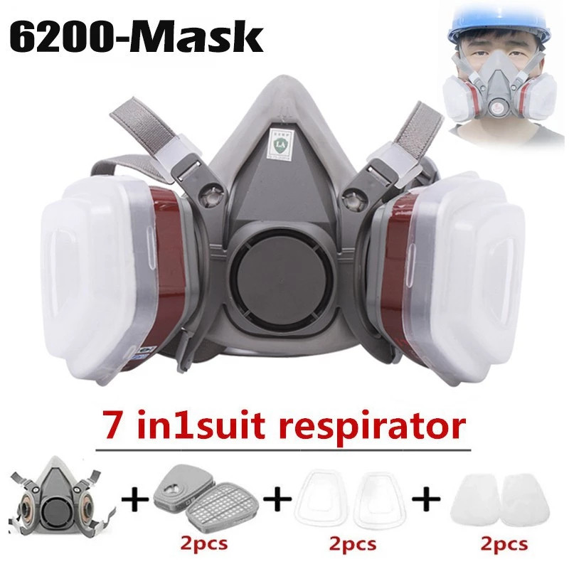 6200 Half Face Painting Spraying Respirator Gas Mask 7 In 1 Suit Safety ...