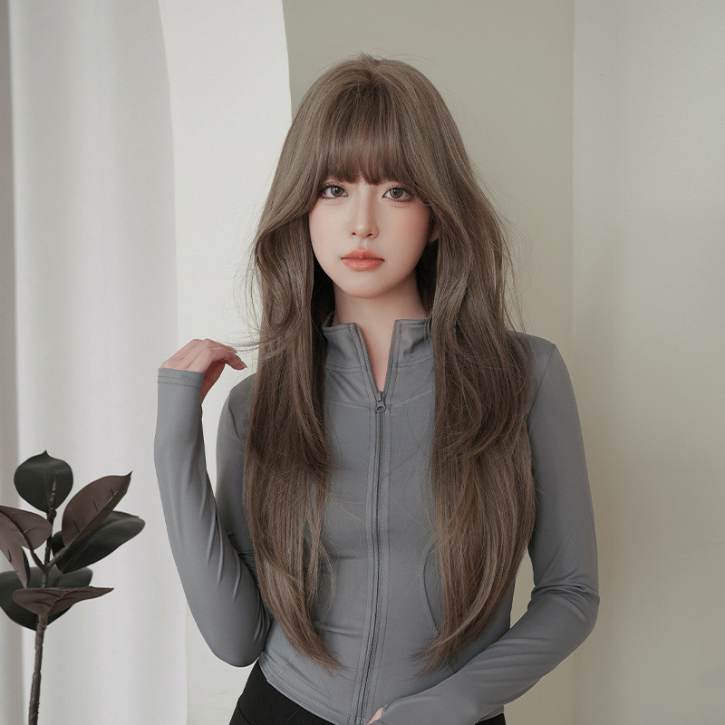 7JHH WIGS Wig Female Long Straight Hair Slightly Curled Full Top Full ...