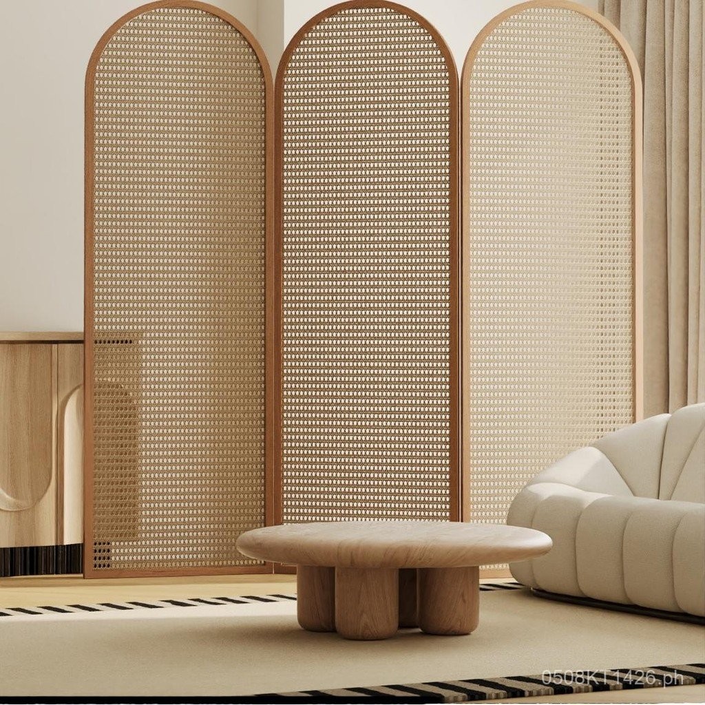 Foldable Partition Rattan Woven Wooden Beautiful Modern Minimalist ...