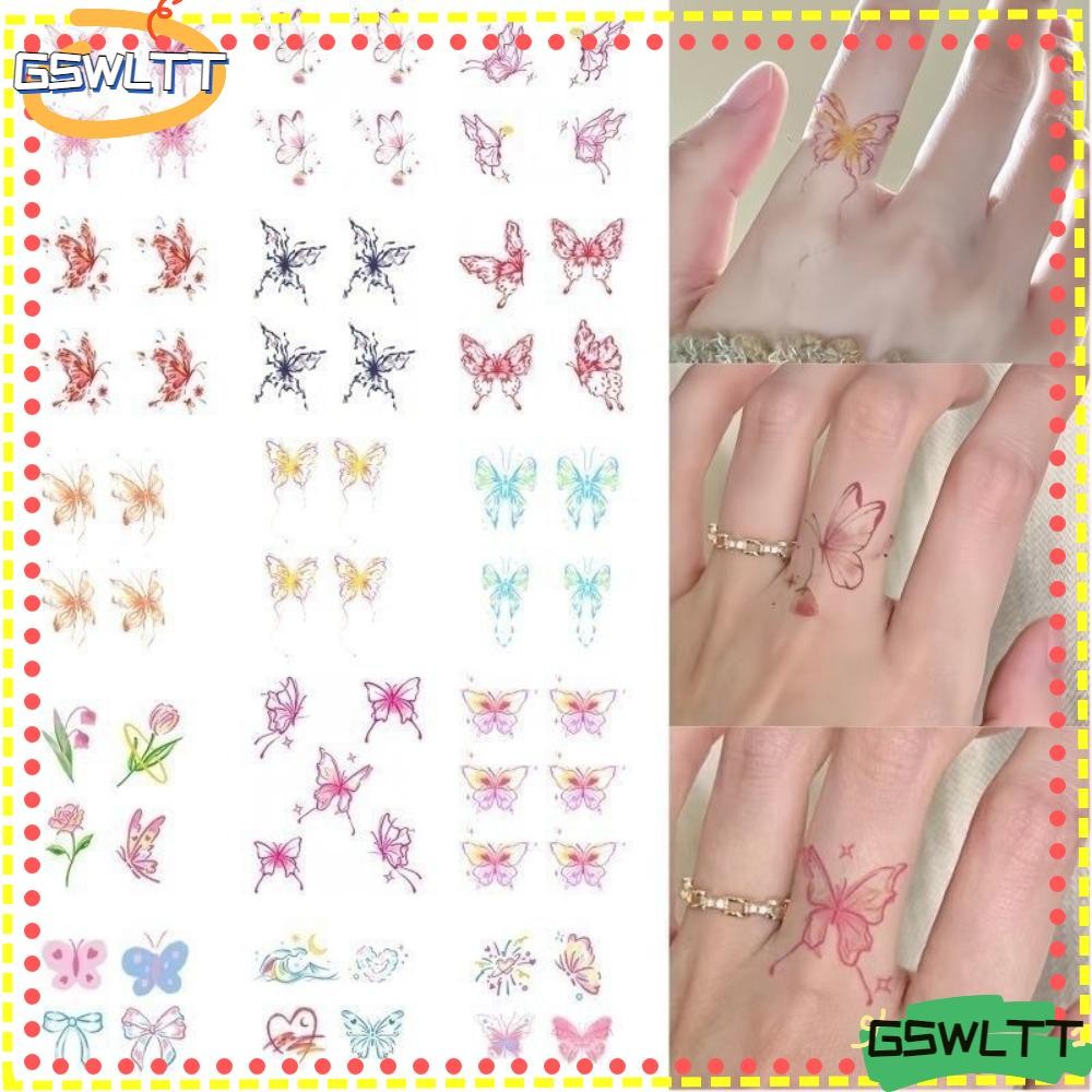 GSWLTT 15Pcs Temporary Tattoo Stickers Set, Color Butterfly Mini Facial ...