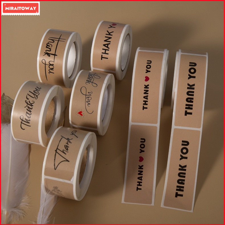 【⚡MT】120Pcs/Roll Kraft Paper Thank You Sticker Gift Box Sealing Sticker ...