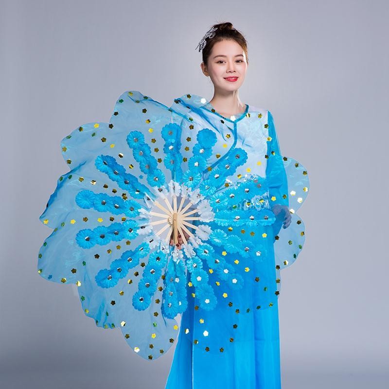 Dance Fan Double-Sided Dance Fan Gauze Fan Extended Props Adult ...
