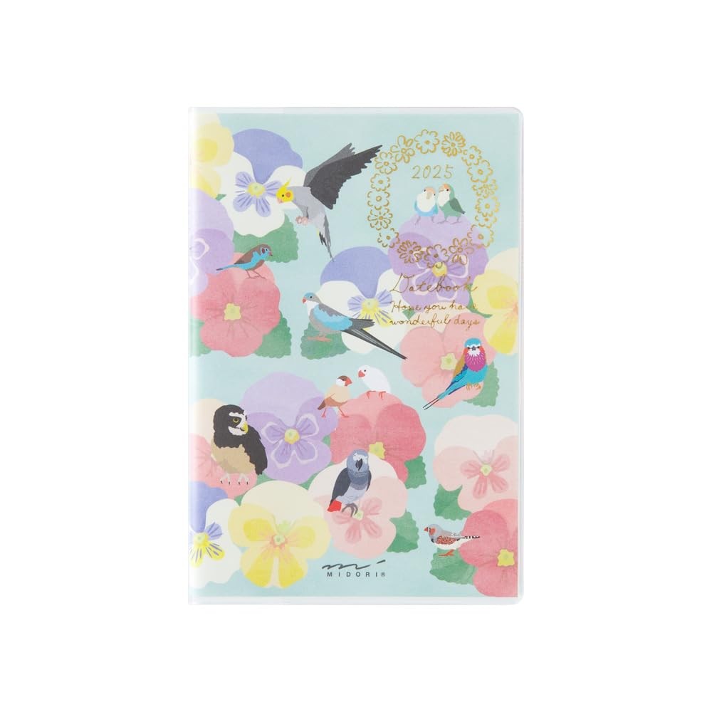 Midori Pocket Diary Notebook 2025 Mini Monthly Bird Pattern 22295006 ...