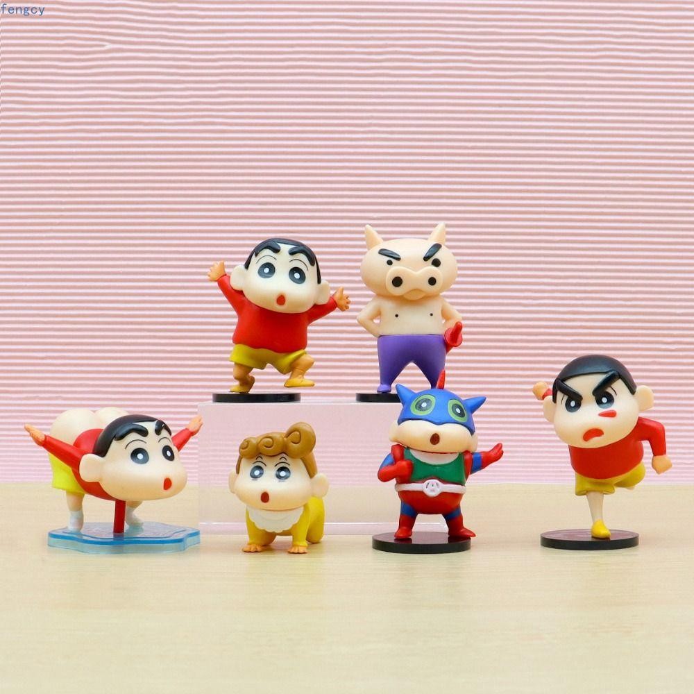 FENGCY 6pcs/set Crayon Shin-Chan Anime Figure, Manga Figurine PVC Shin ...