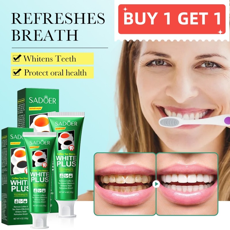 BUY 1 TAKE 1 FREE SADOER White Plus Toothpaste Remove Tooth Stains ...