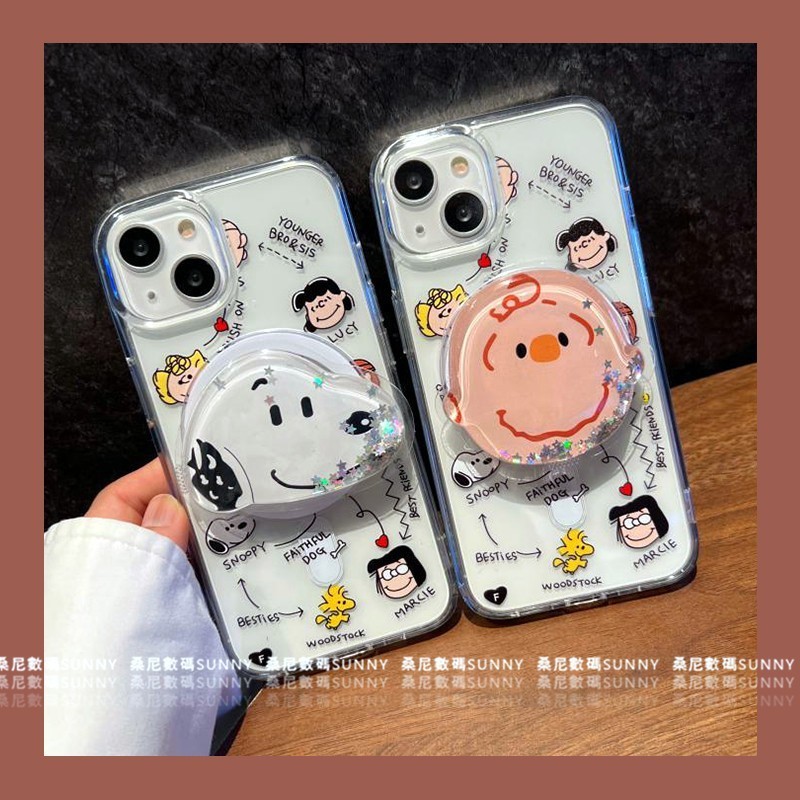 Glitter Magnetic Bracket Snoopy Magnetic Phone Case Charlie Brown Shock ...