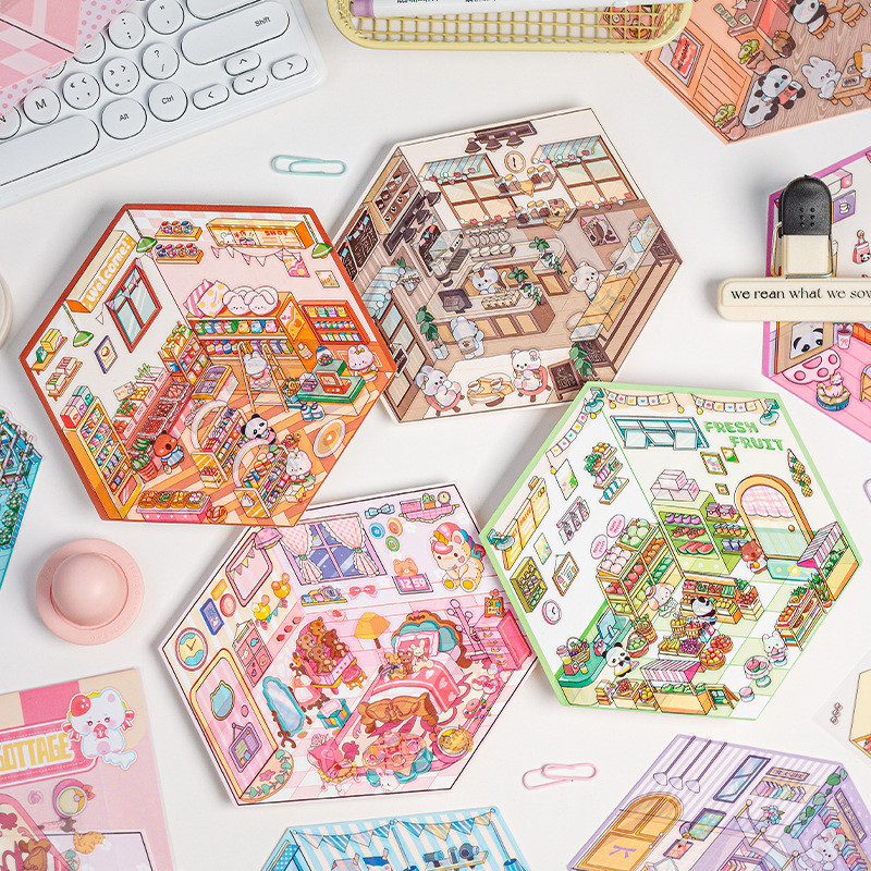 Cute Fairy Tale Landscaping Cabin Sticker 3d Landscaping Sticker ...