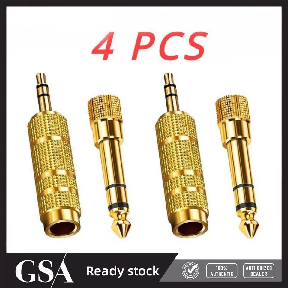 Gold 3.5mm Female Jack To Pl 6.35mm Stereo Male Plug Converter Adaptor ...
