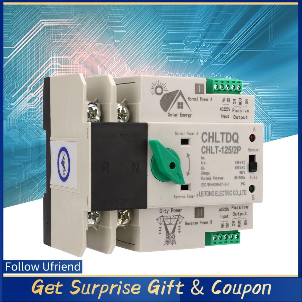 Ufriend 63A 80A 100A Dual Power Automatic Transfer Switch 2P Millisecond Circuit Fast Controller ...