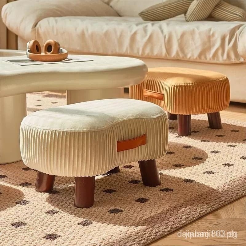 √(Ready stock) solid wood stool cushion stool wood legs low stool shoe ...
