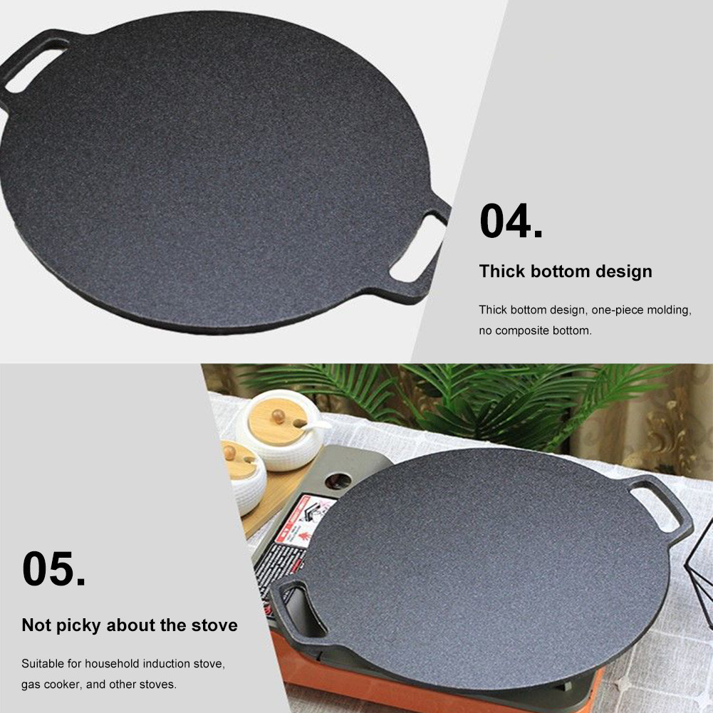 Cast iron grain pancake pan, iron plate frying pan, griddle, gas stove ...