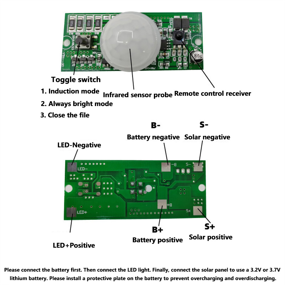Pcbfun Remote Control + Human Body Induction Solar Light Circuit Board ...