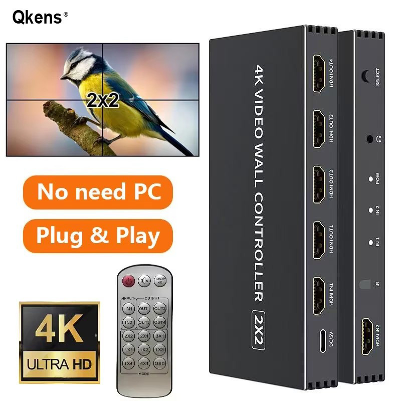 4K 2x2 Video Wall Controller 1X2 1X3 1X4 2X1 3x1 4X1 Multi Screen ...