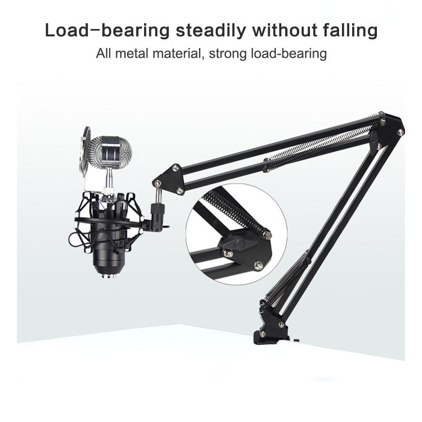 Microphone Boom Arm Stand Heavy Duty Adjustable Mic Snowball Bracket ...