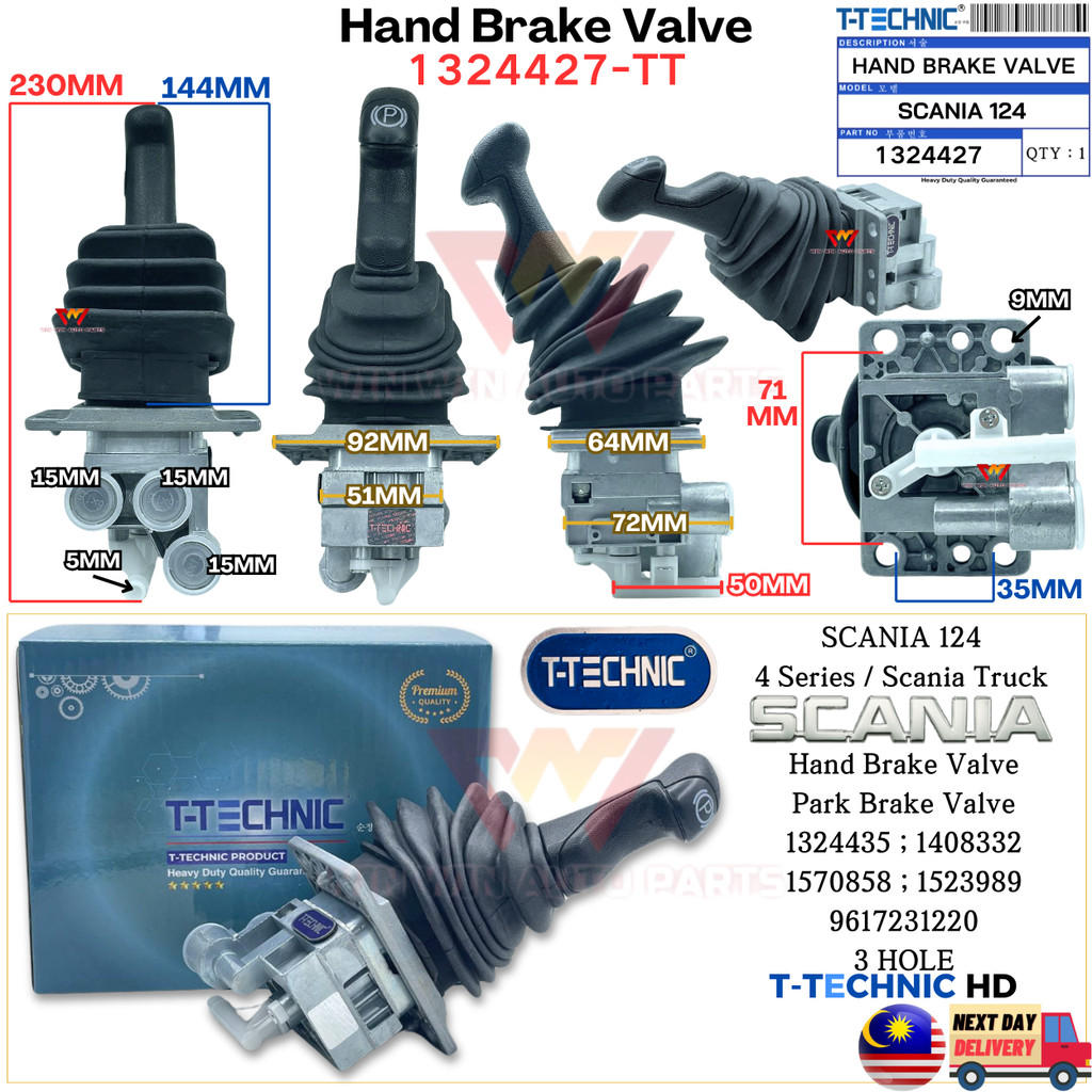 1324427-TT Scania 4Series INJAP BREK TANGAN Hand Brake Valve Park Brake ...