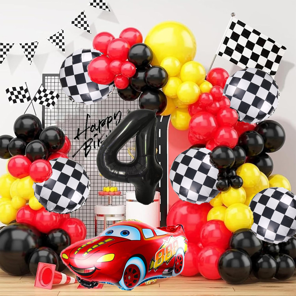 Race Car Balloon Arch Garland Kit Red Yellow Black Balloon Arch Kit ...
