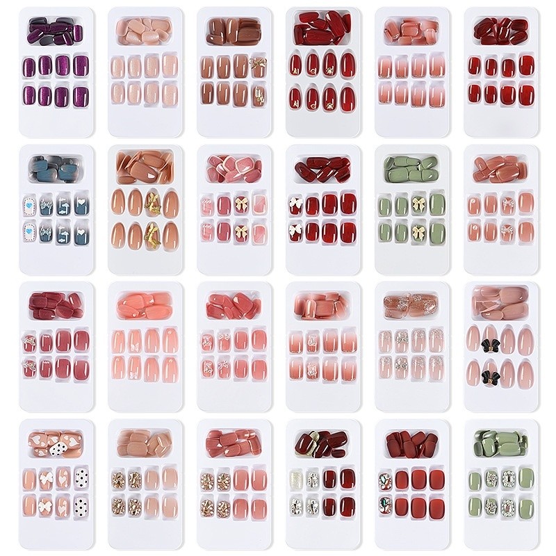 24pcs/BOX Fake Nails Set With Glue False Nails Long Nail With Design ...