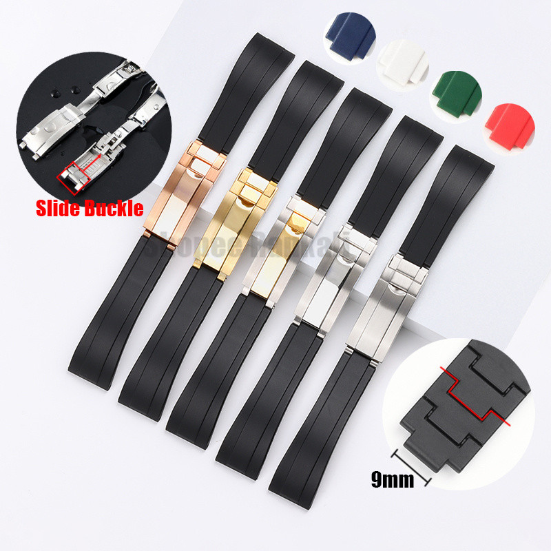 Silicone Watch Strap for Rolex Band with Solid Slide Buckle 20mm Soft ...