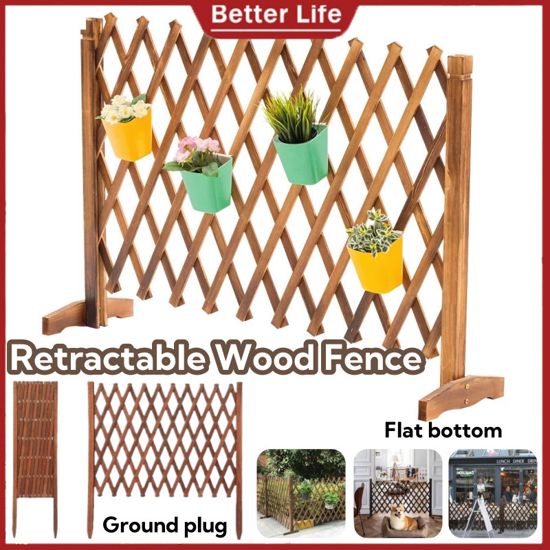 Retractable Garden Mesh Fence Solid Wood Foldable Flower Plant Fence ...