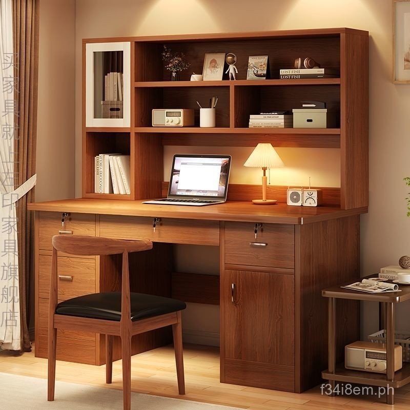 Desk Bookshelf Integrated Home Computer Desk Desktop Bedroom Student ...