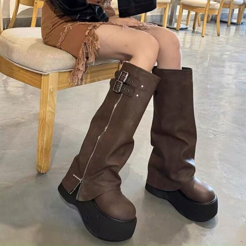 Big Toe Pants Boots Sweet Cool Style Hot Girl Pile Boots Thick-Soled ...