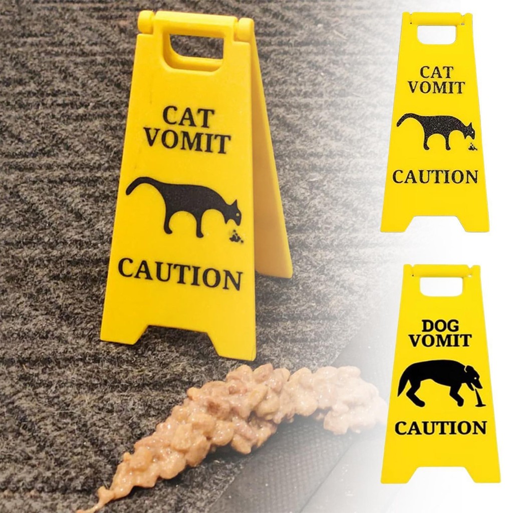 Cat Vomit Wet Floor Sign 4 Inch Cat Dog Vomit Warning Sign 3D-Printed ...