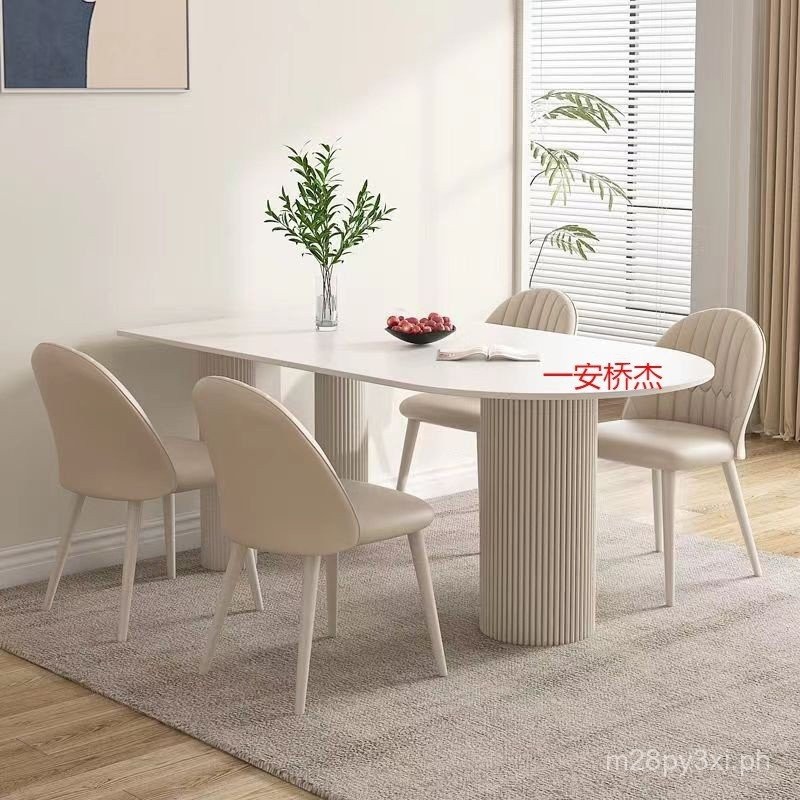 TR French Cream Style Stone Plate Dining Tables and Chairs Set Small ...