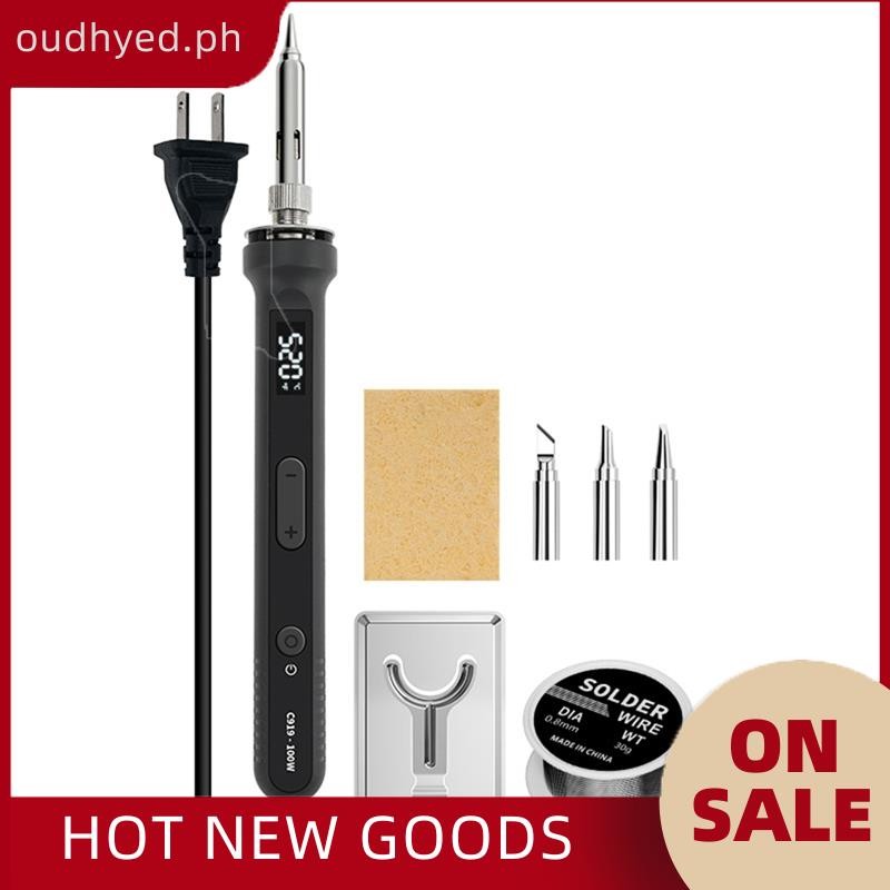 PHOU 100W Digital Electric Soldering Iron Kit Temperature Adjustable LCD Display Solder Rework ...