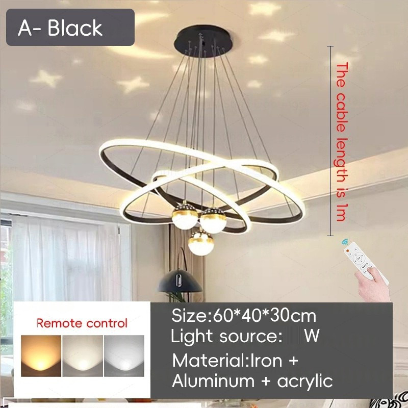 Pendant Light Chandelier for Living Room Led 3 Color Lamp Dining Room ...