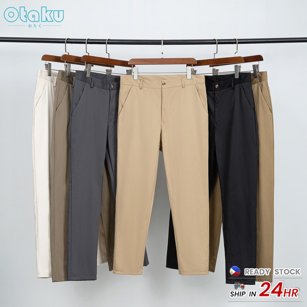 OTAKU Men Slacks Formal Pants Korean Style Casual Fit Straight Cut ...