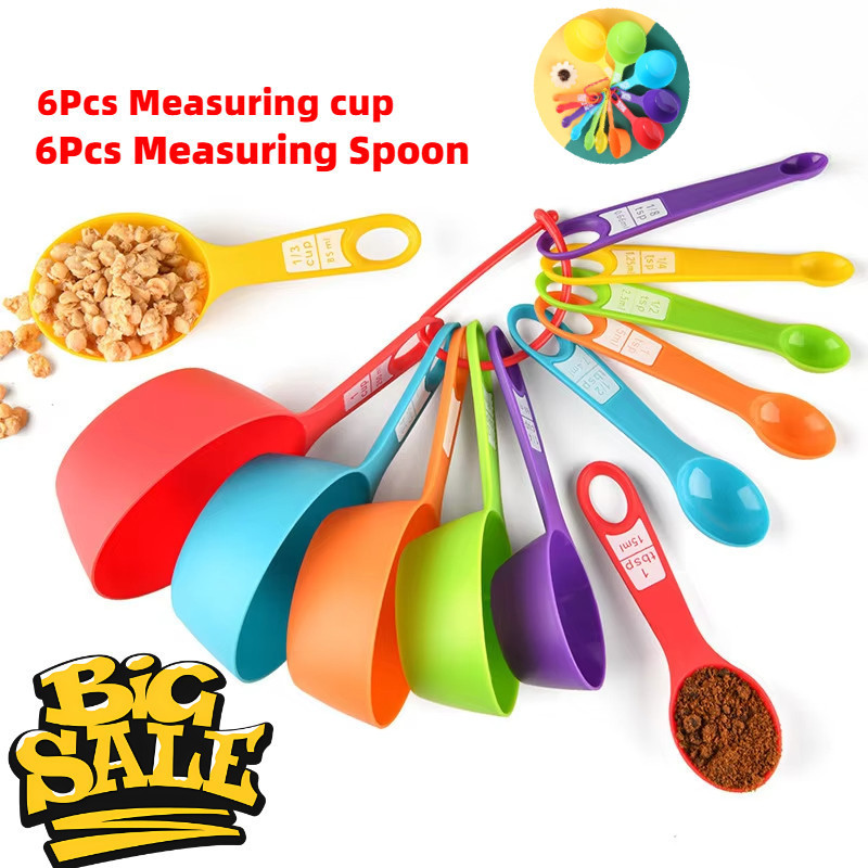 12pcs/set Color Measuring Spoons Set Kitchen Plastic Cake Baking Spoons ...