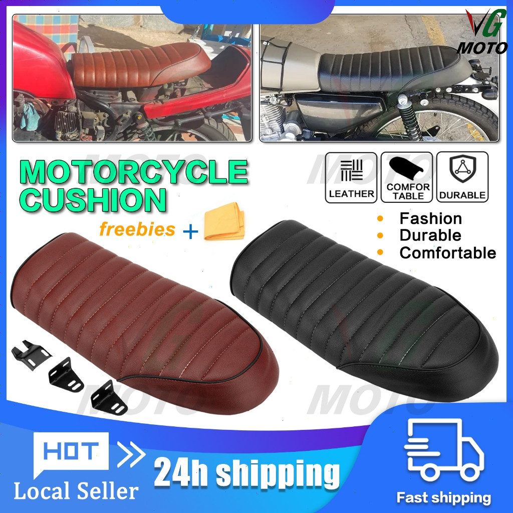 Universal Motorcycle Seats Cushion Retro Cafe Racer Seat Black / Brown ...