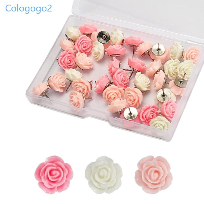 Cologogo2 Set Of 30 Rose Pushpin Small Thumbtacks Elegant Rose Shapes ...
