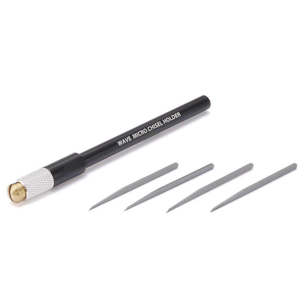 WAVE Hobby Tool Series HG Micro Chisel Set 4 Blades + Grip/Black ...